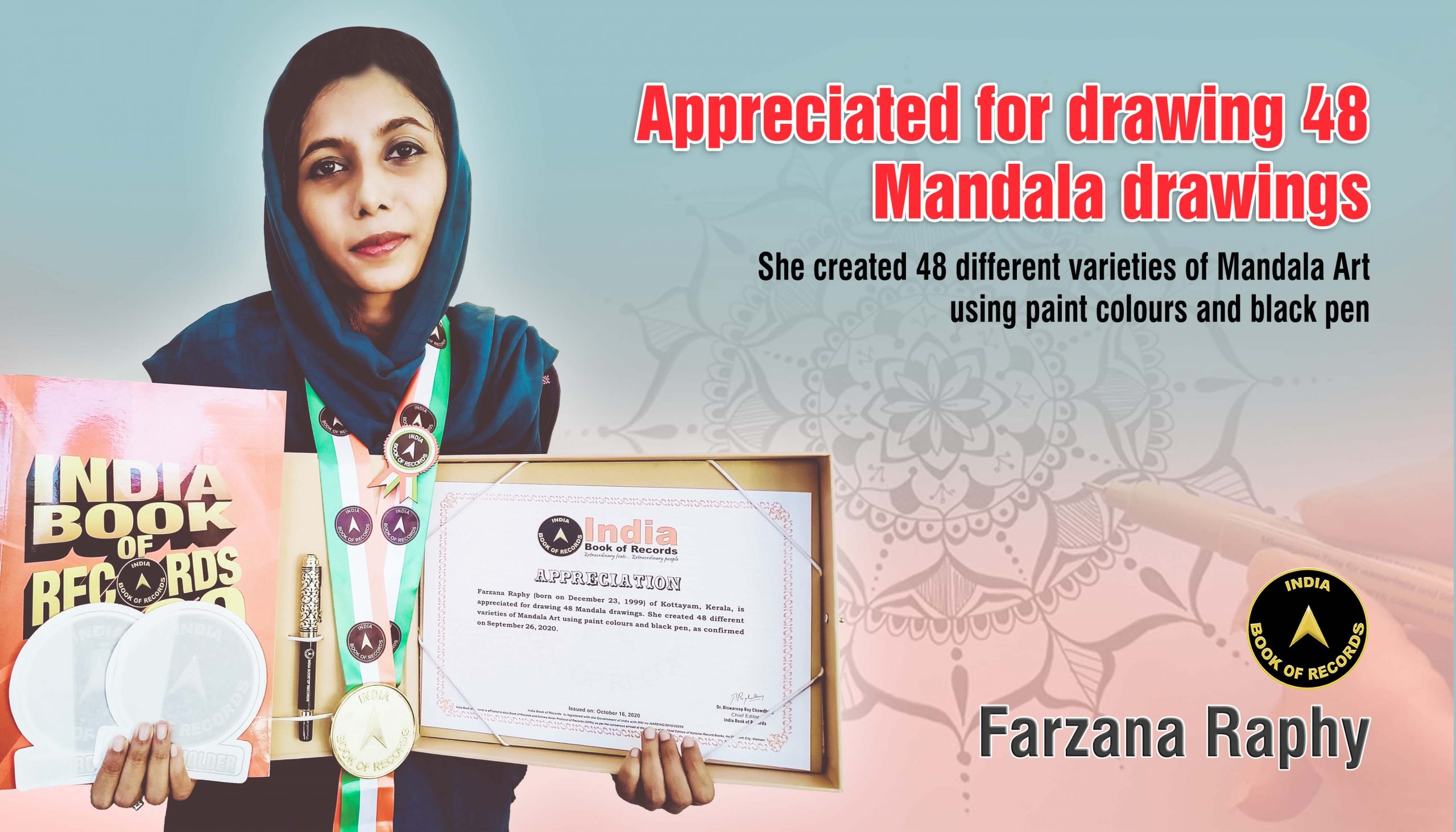 APPRECIATION - FARZANA RAPHY - India Book of Records