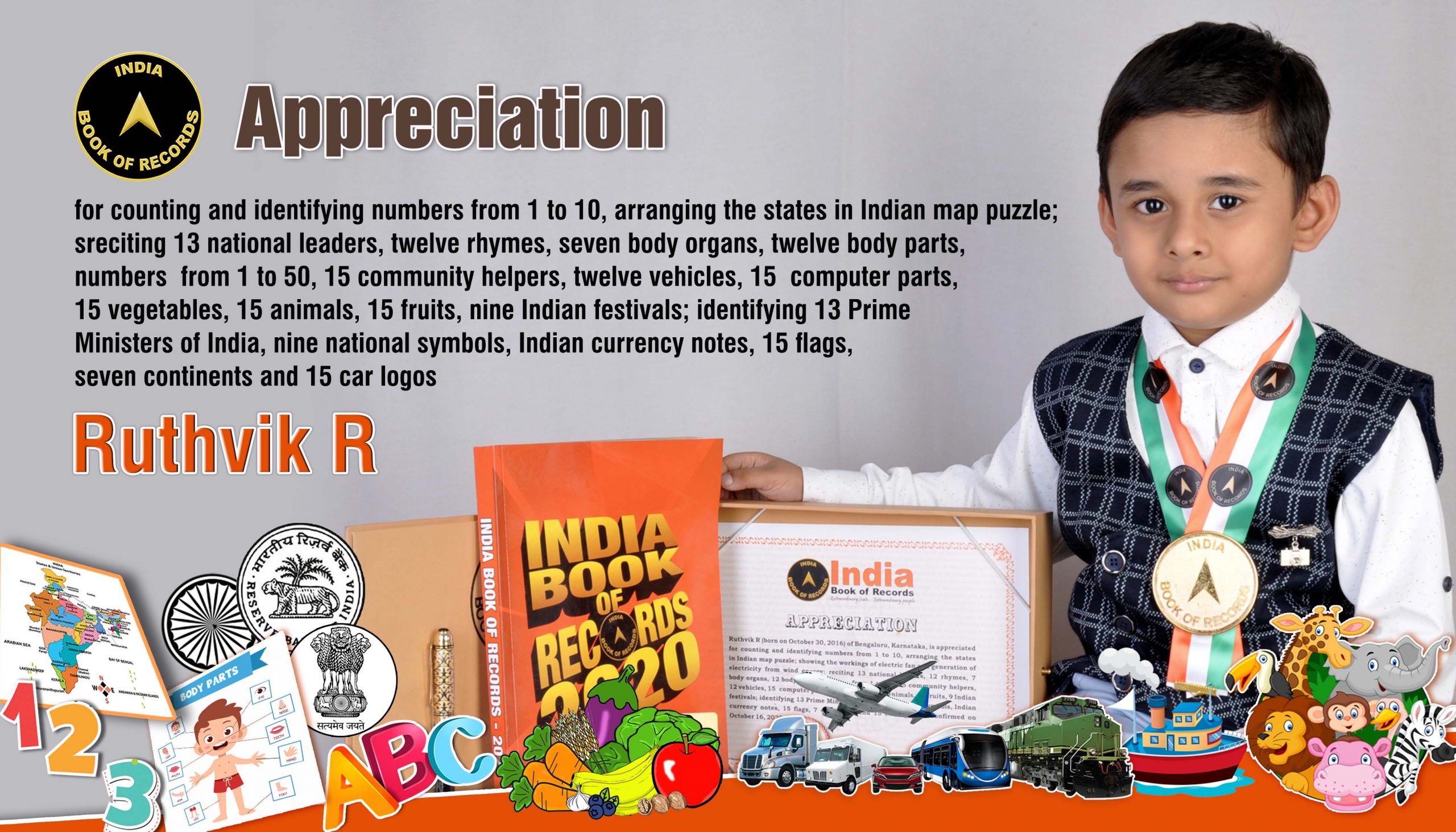APPRECIATION - RUTHVIK R - India Book of Records