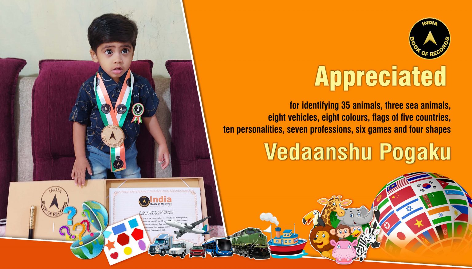 APPRECIATION – VEDAANSHU POGAKU - India Book of Records