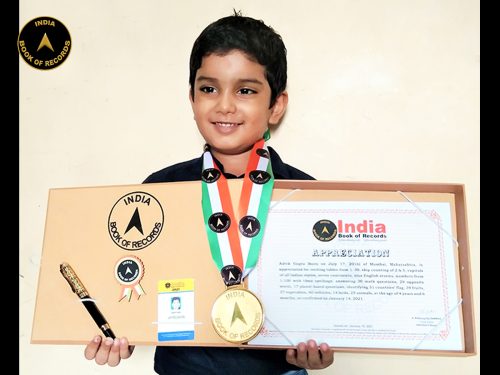 APPRECIATION - ADVIK GUPTA - India Book of Records