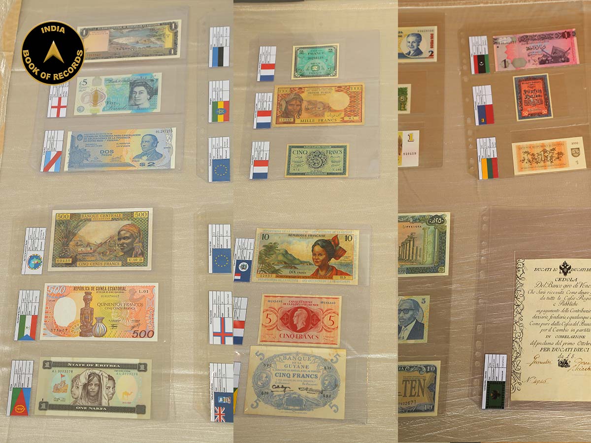 Collection of bank notes from maximum nations - India Book of Records