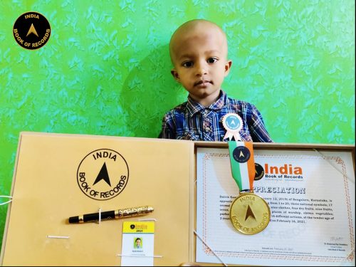 Daivik Gowda B. - Appreciation - India Book of Records