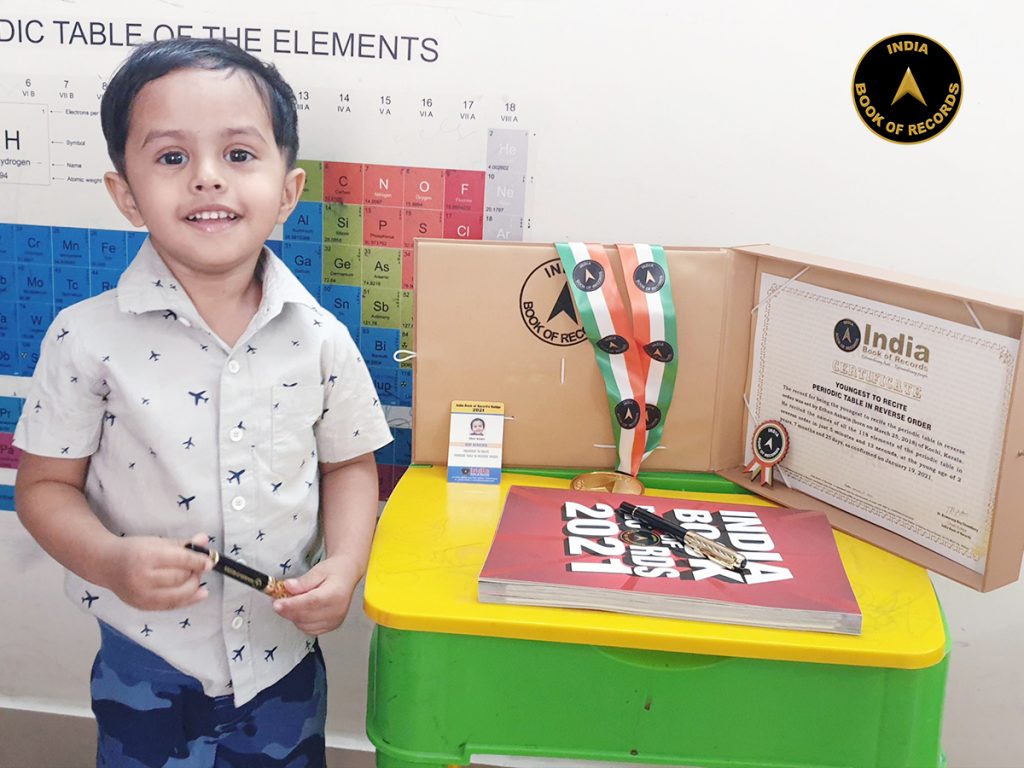 Youngest to recite periodic table in reverse order - India Book of Records