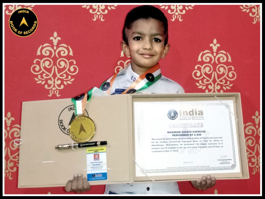 Maximum Sapate exercise performed by a kid - India Book of Records