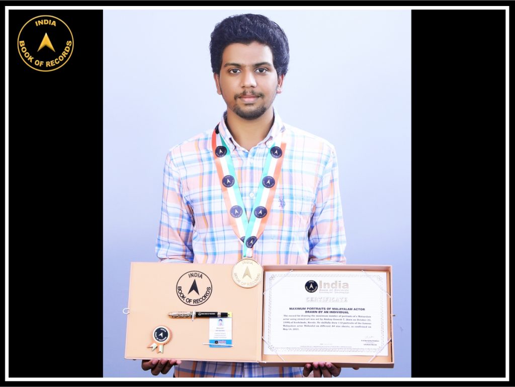 Maximum portraits of Malayalam actor drawn by an individual - India Book of Records