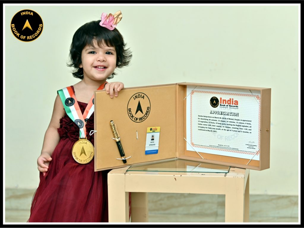 Zyesha Saluja - Appreciation - India Book of Records
