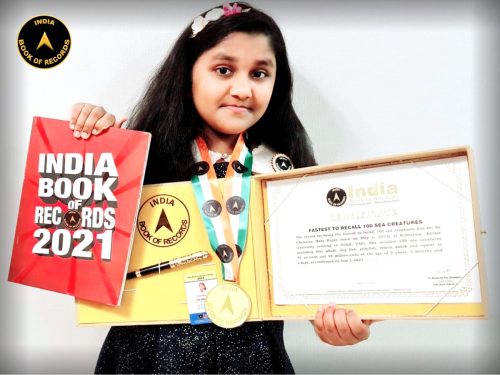 Fastest to recall 100 sea creatures - India Book of Records