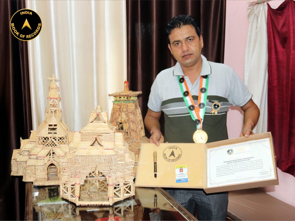 Maximum miniature monuments made from matchsticks - India Book of Records