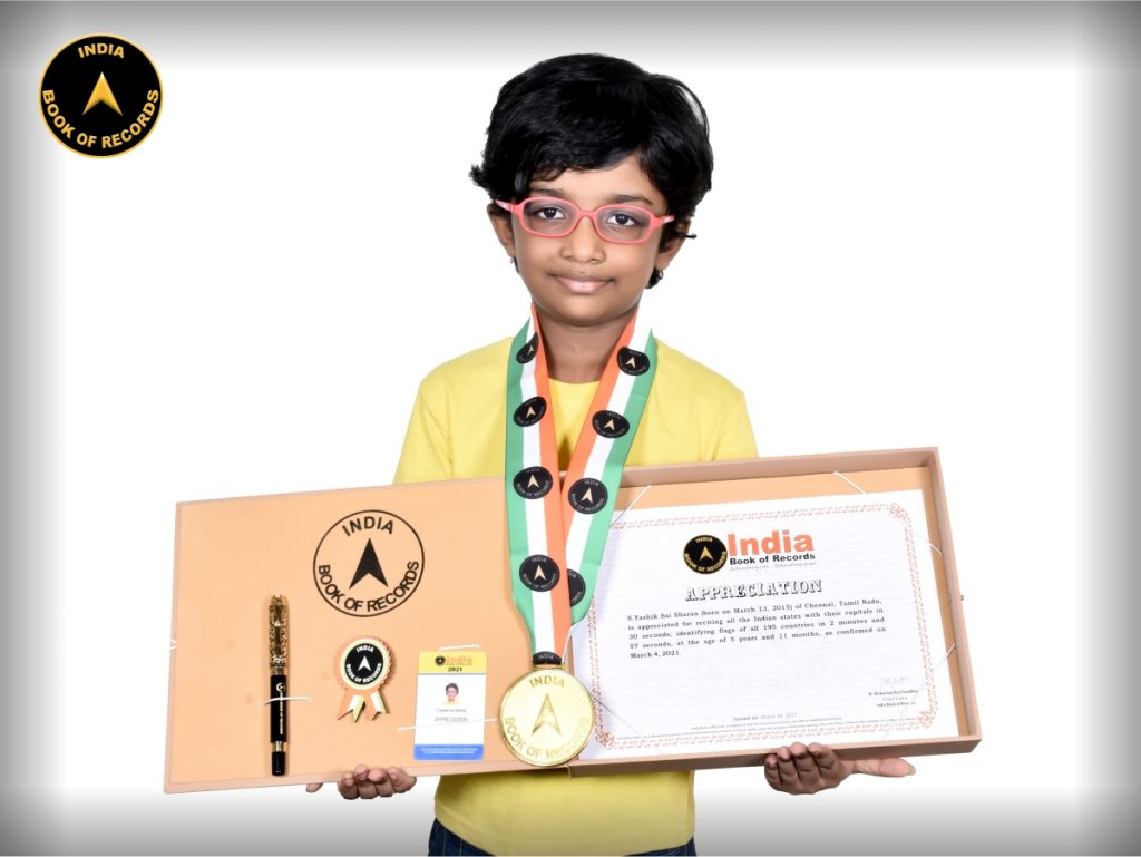 S.Yashik Sai Sharan - Appreciation - India Book of Records