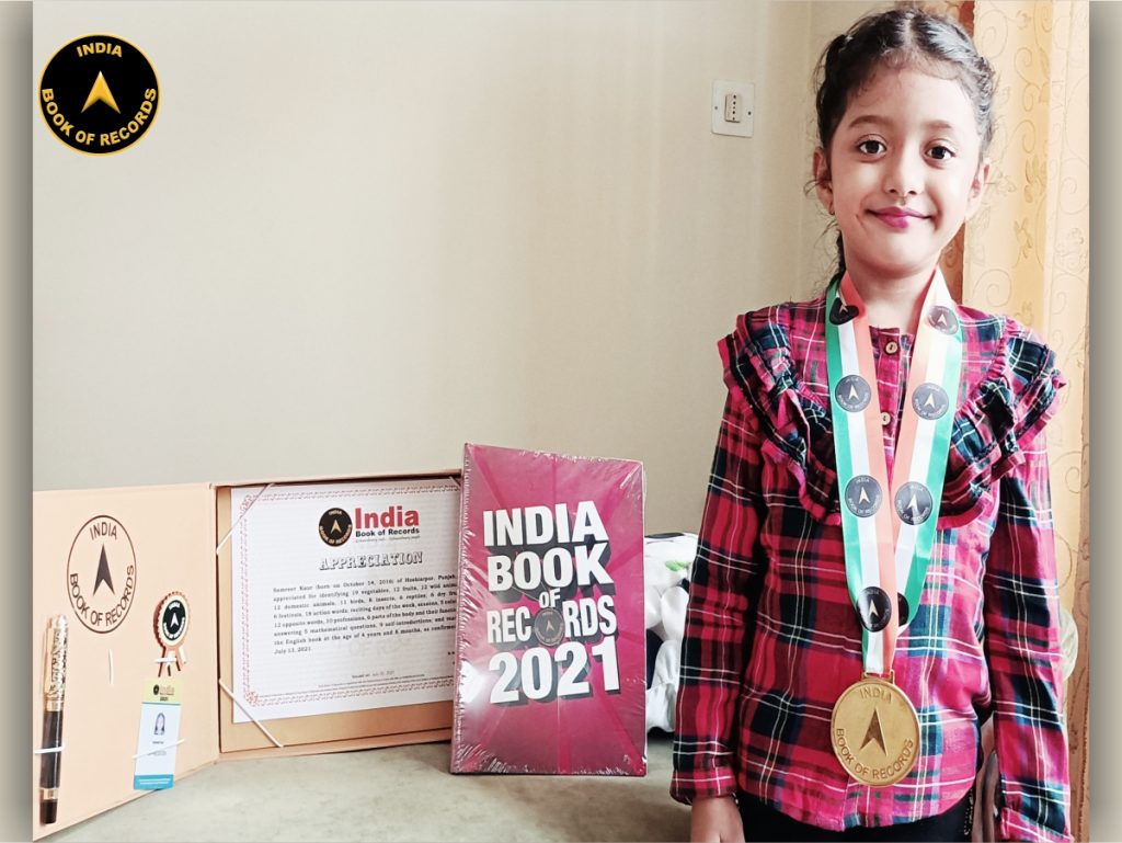 Samreet Kaur - Appreciation - India Book of Records