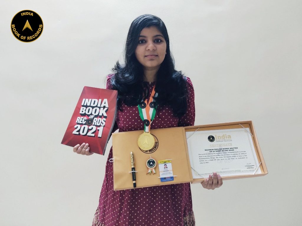 Maximum English words written on A4 sheet in one hour - India Book of ...