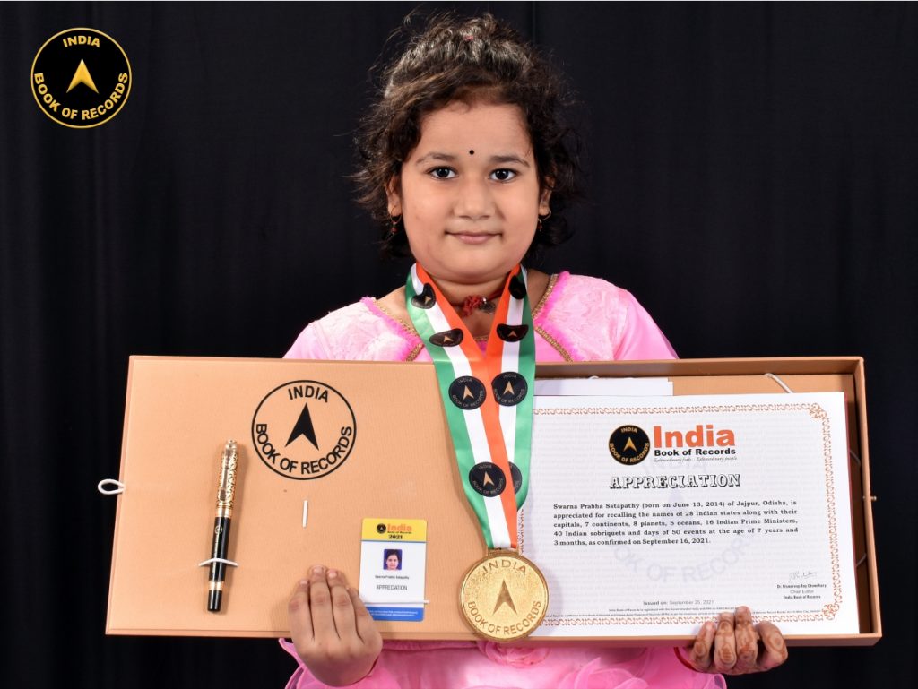 Swarna Prabha Satapathy - Appreciation - India Book of Records