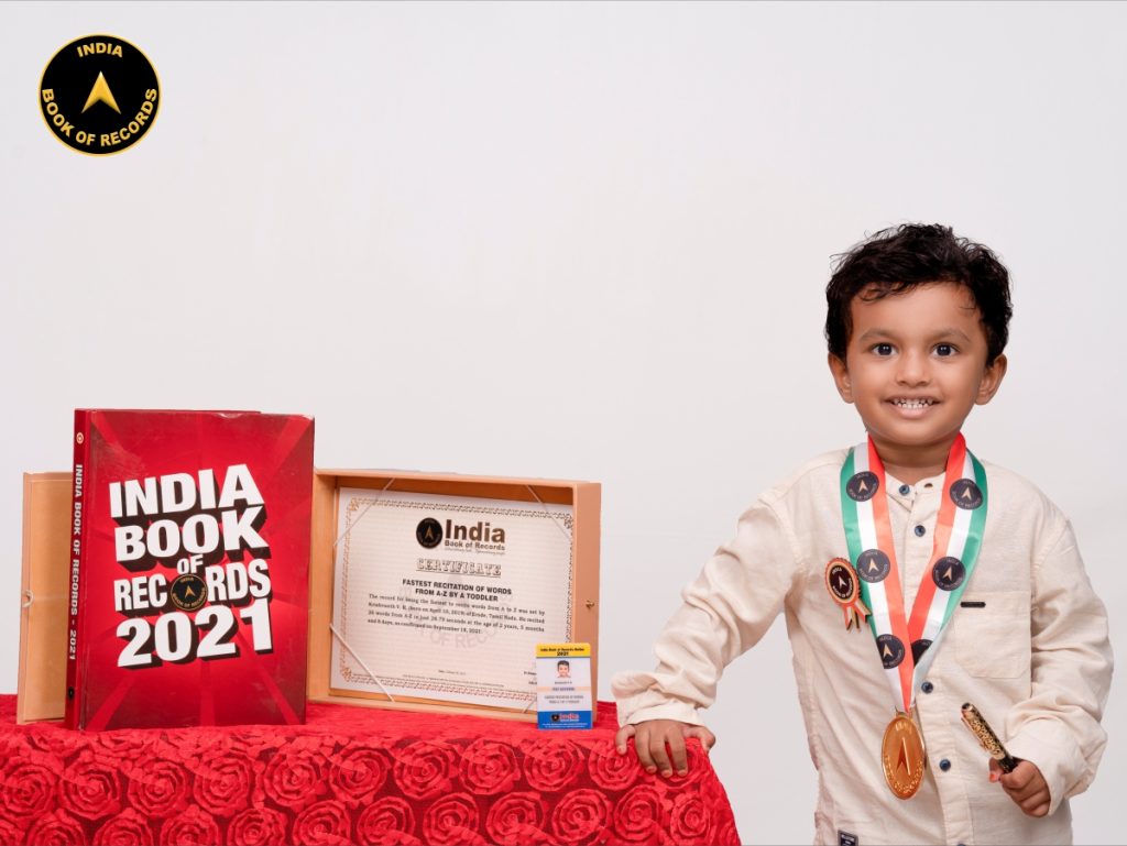 Fastest recitation of words from A-Z by a toddler - India Book of Records