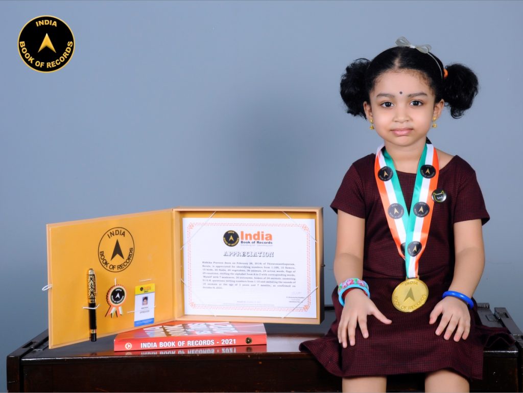 Ridhika Praveen - Appreciation - India Book of Records