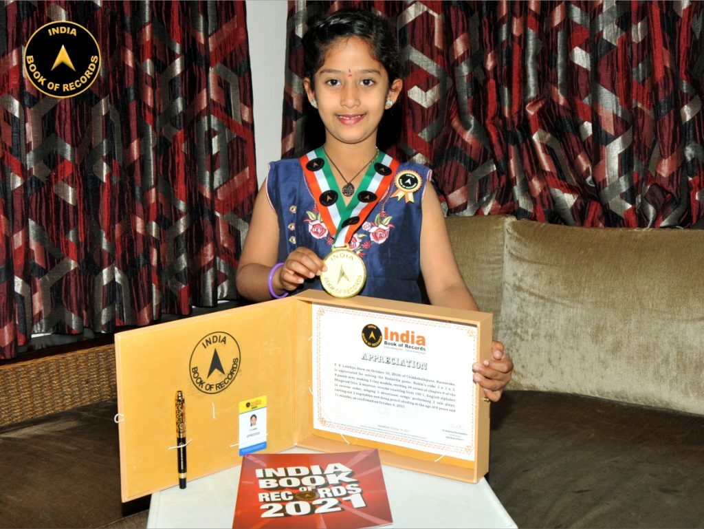 Y. S. Lalithya - Appreciation - India Book of Records