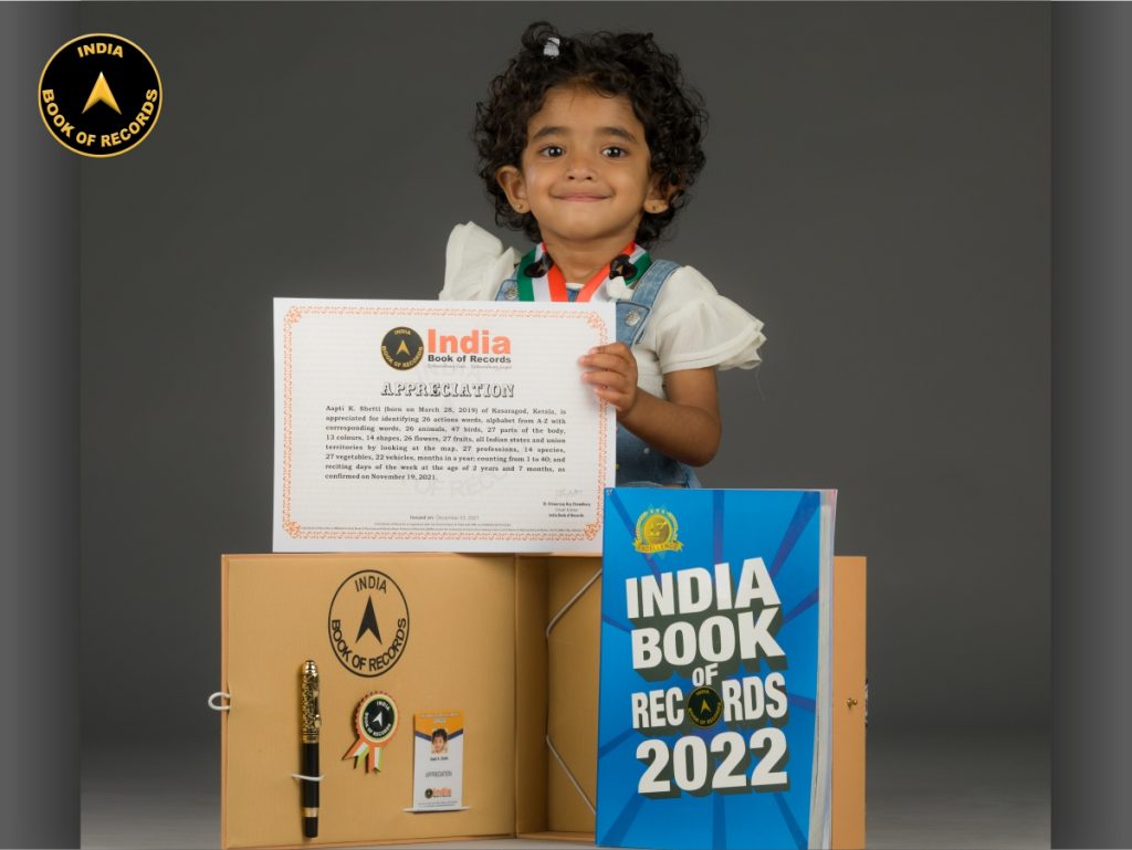 Aapti K. Shetti - Appreciation - India Book of Records