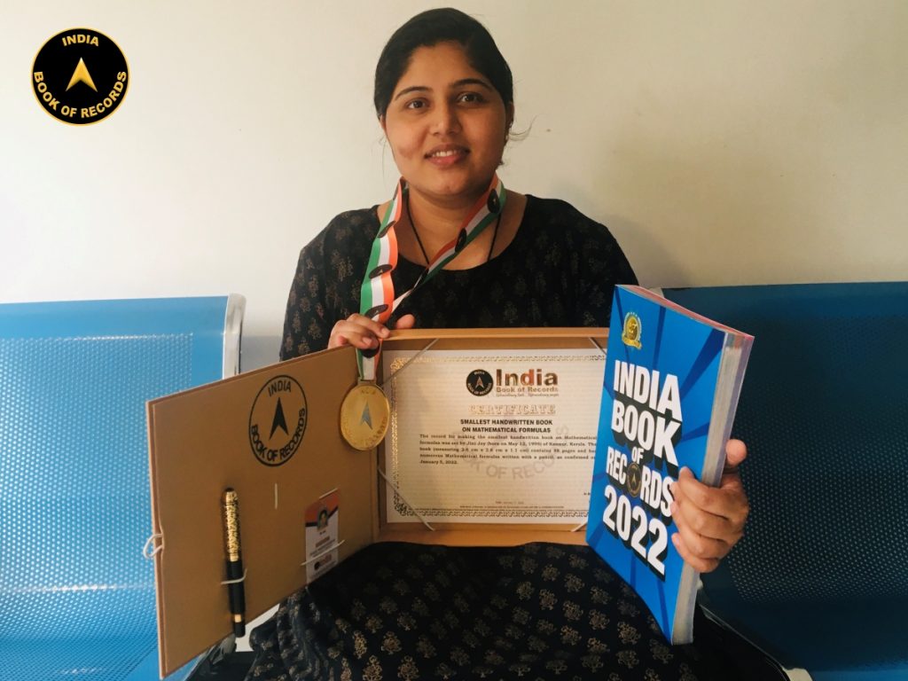 Jini Joy - Appreciation - India Book of Records
