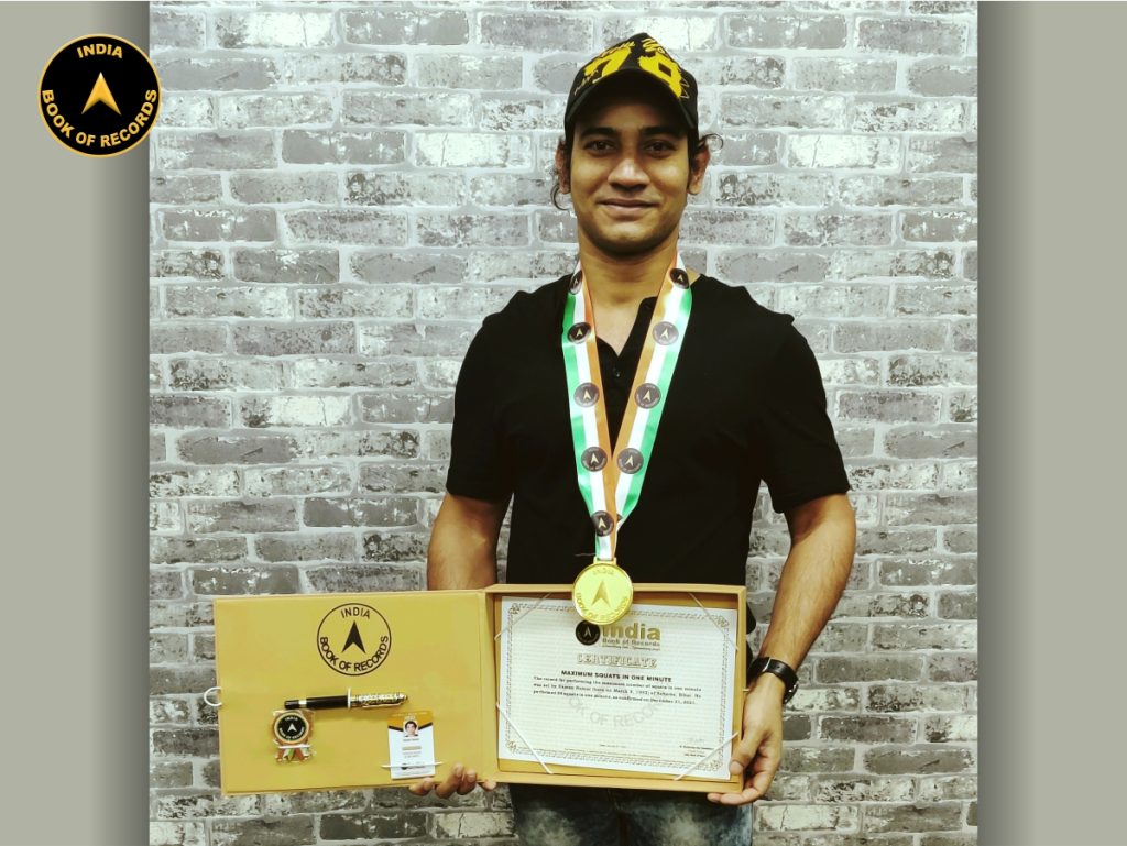 Maximum squats in one minute - India Book of Records