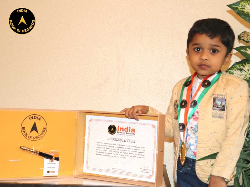 Kandhan Velmurugan - Appreciation - India Book of Records