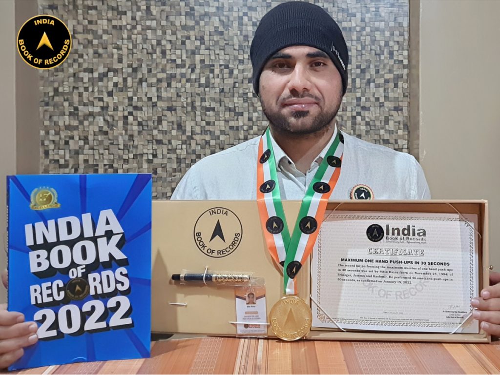 Maximum one hand push-ups in 30 seconds - India Book of Records