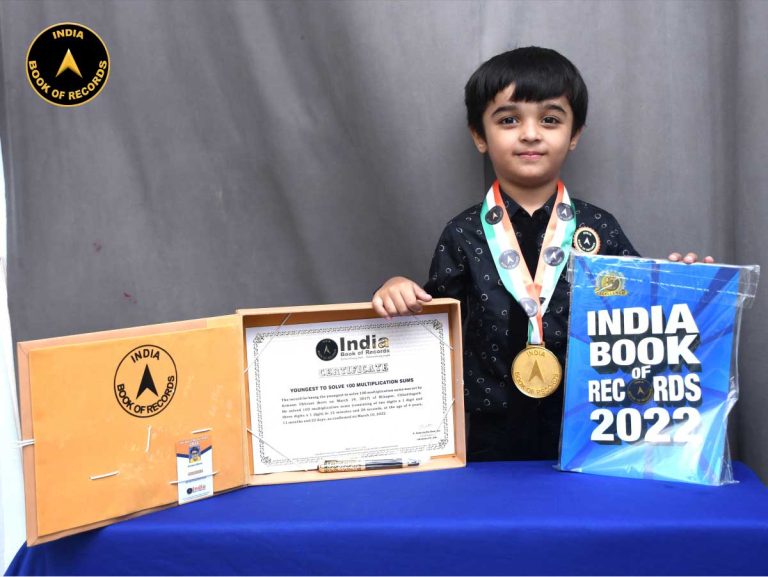 Youngest to solve 100 multiplication sums - India Book of Records