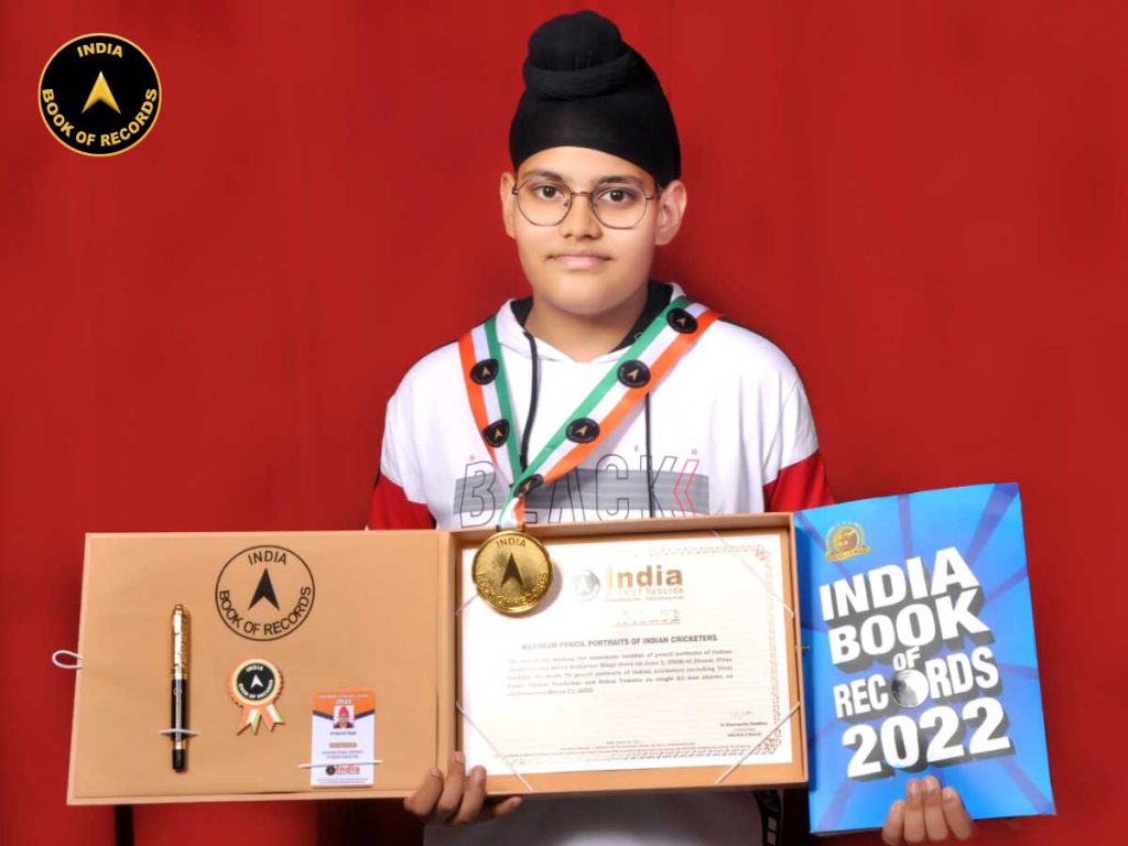 Maximum pencil portraits of Indian cricketers - India Book of Records