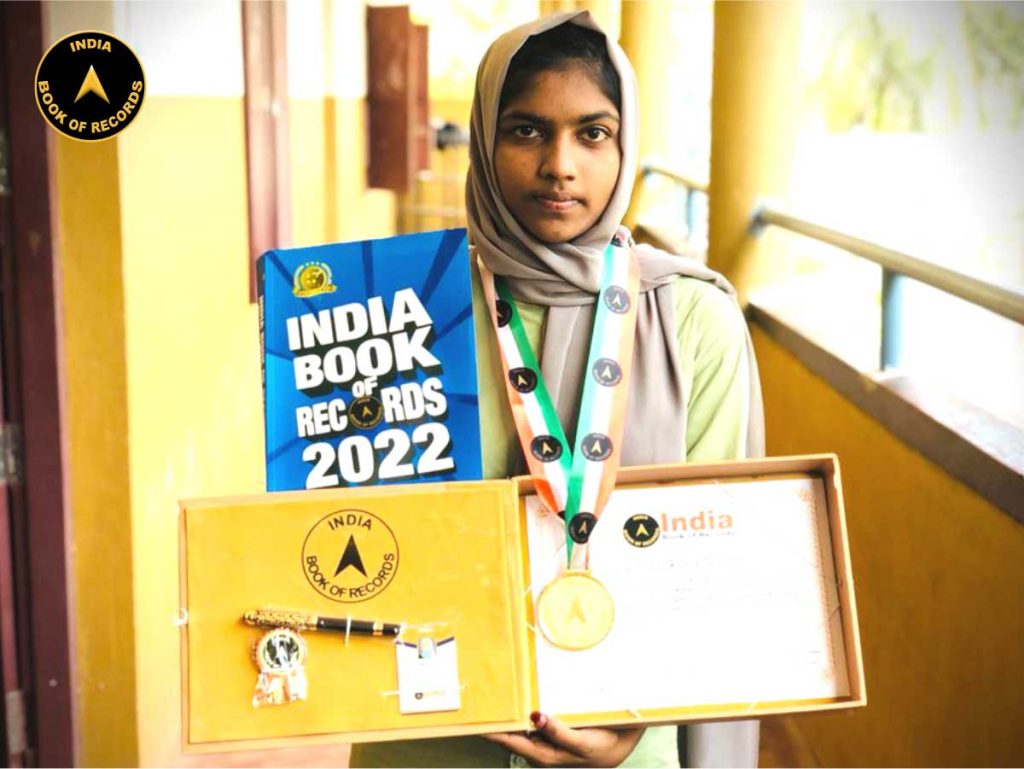 Fathima Afna - Appreciation - India Book of Records