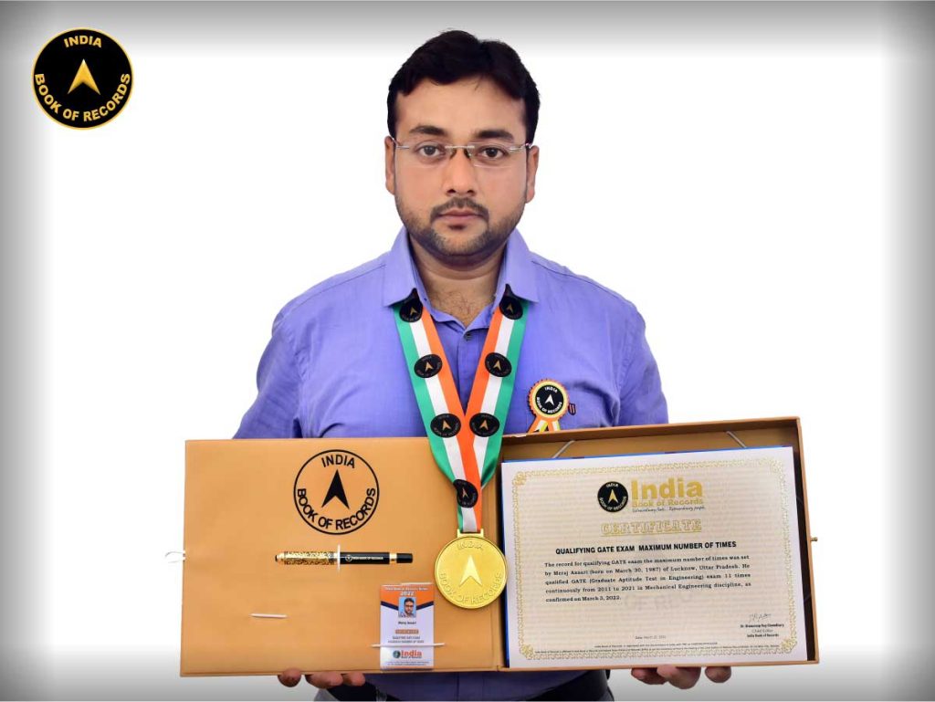 Qualifying GATE exam maximum number of times - India Book of Records Qualifying GATE exam maximum number of times - India Book of Records