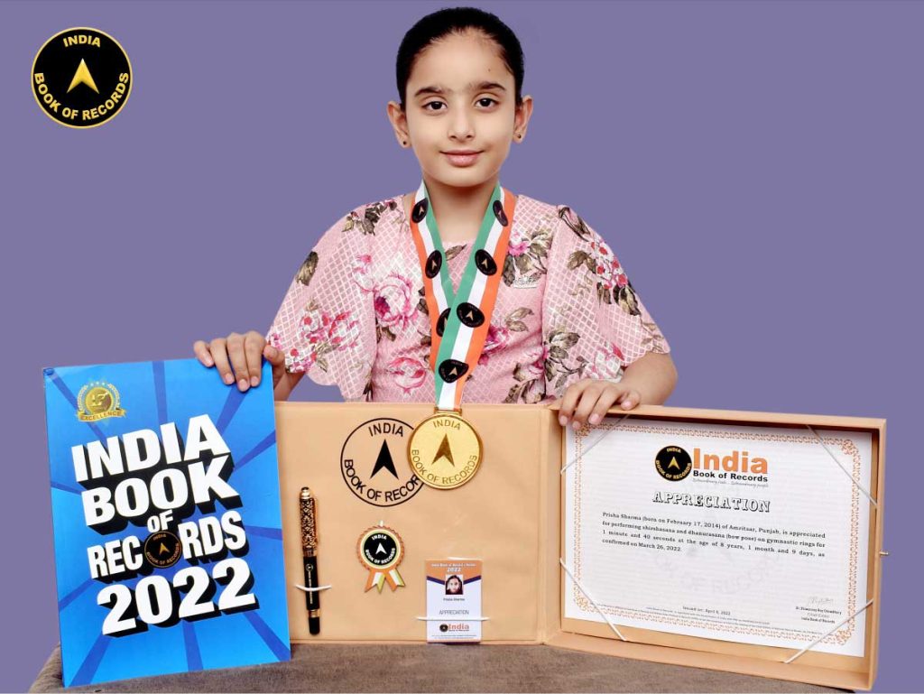 Prisha Sharma - Appreciation - India Book of Records