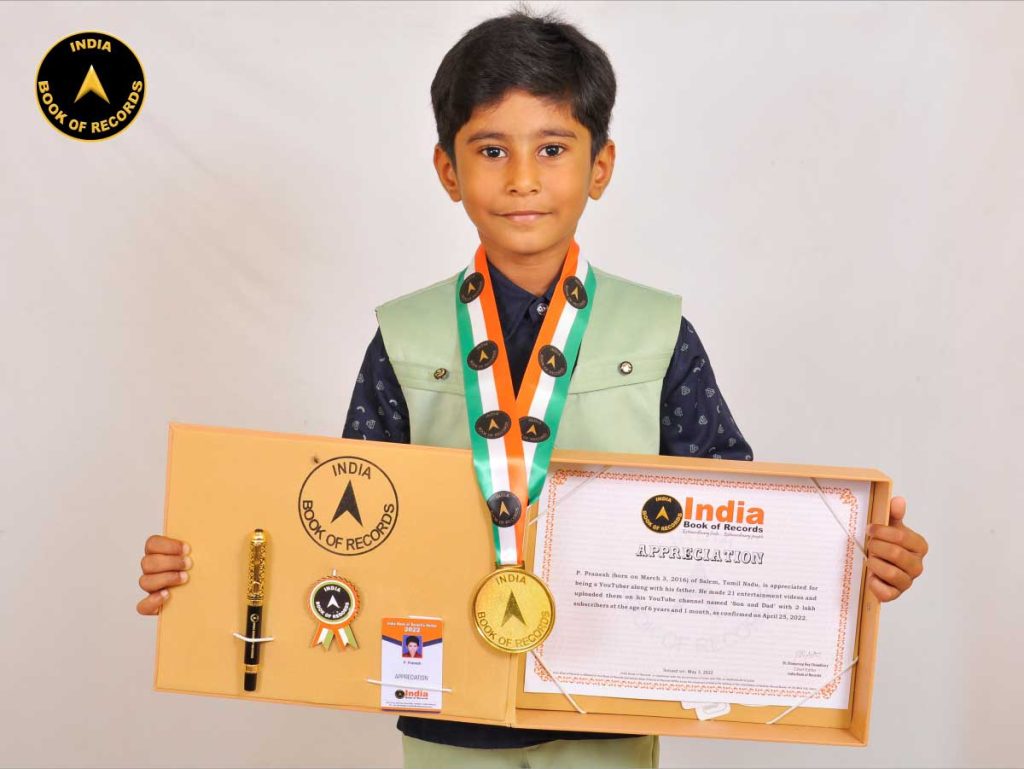 P. Pranesh - Appreciation - India Book of Records