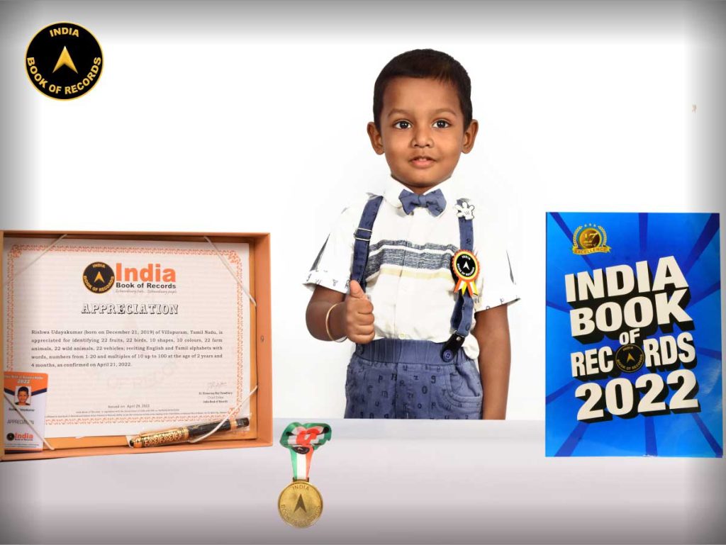 Rishwa Udayakumar - Appreciation - India Book of Records