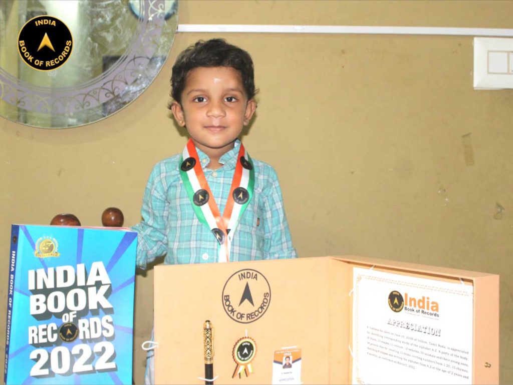 S. Yashwin Sai - Appreciation - India Book of Records