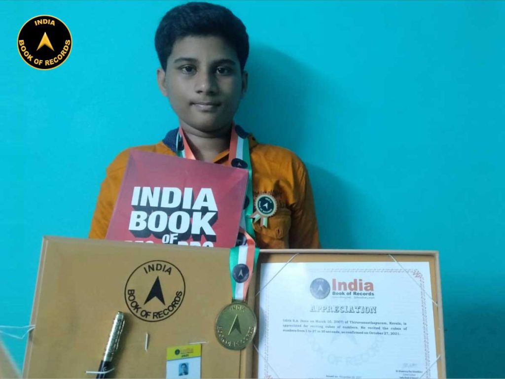 Udith S.A. - Appreciation - India Book of Records