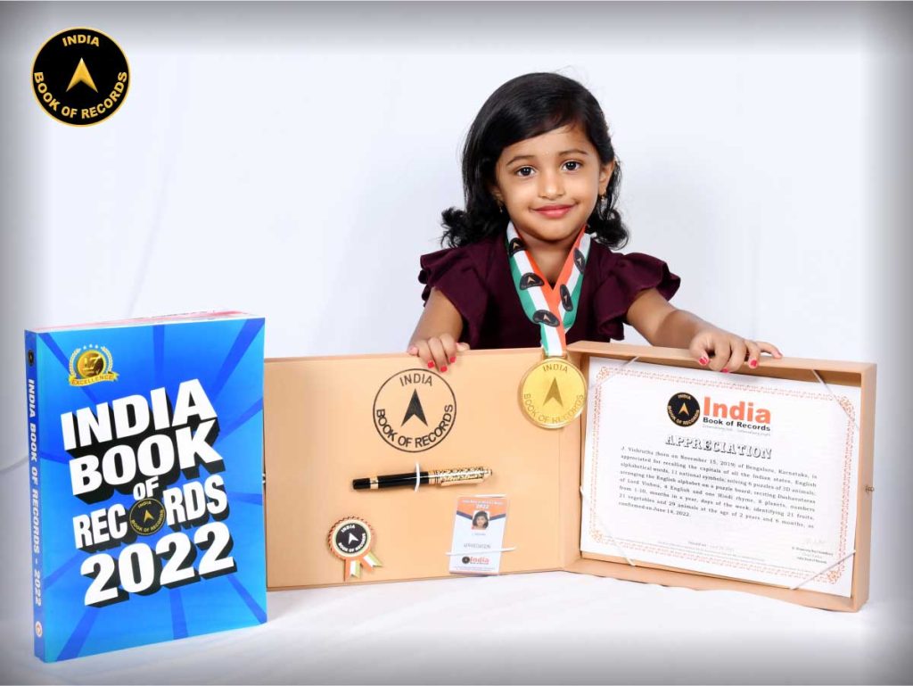 J. Vishrutha - Appreciation - India Book of Records