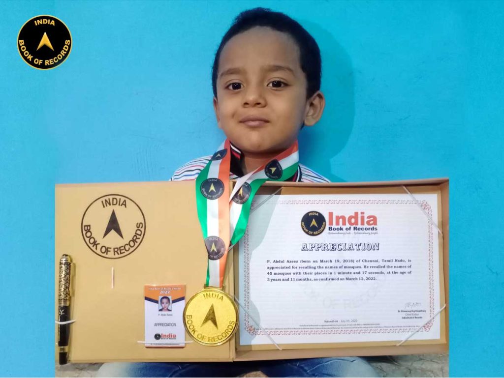P. Abdul Azeez - Appreciation - India Book of Records