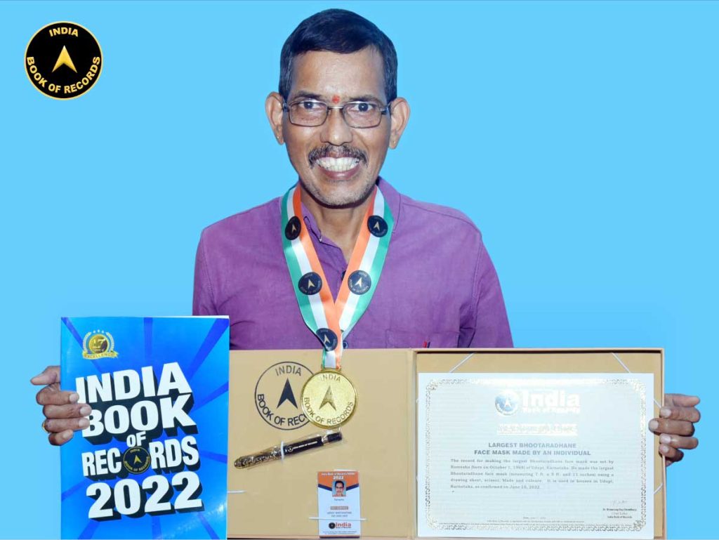 Largest Bhootaradhane face mask made by an individual - India Book of ...
