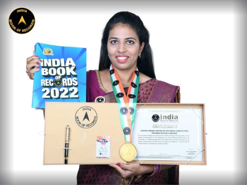 Fastest mirror writing of the Indian Constitution Preamble in Tulu ...