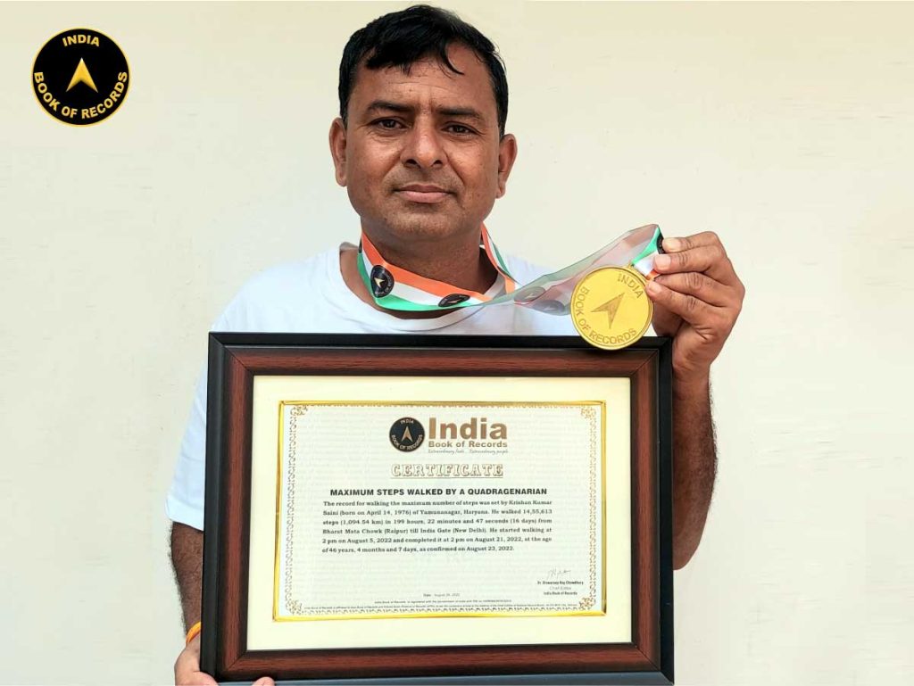 Maximum steps walked by a quadragenarian - India Book of Records