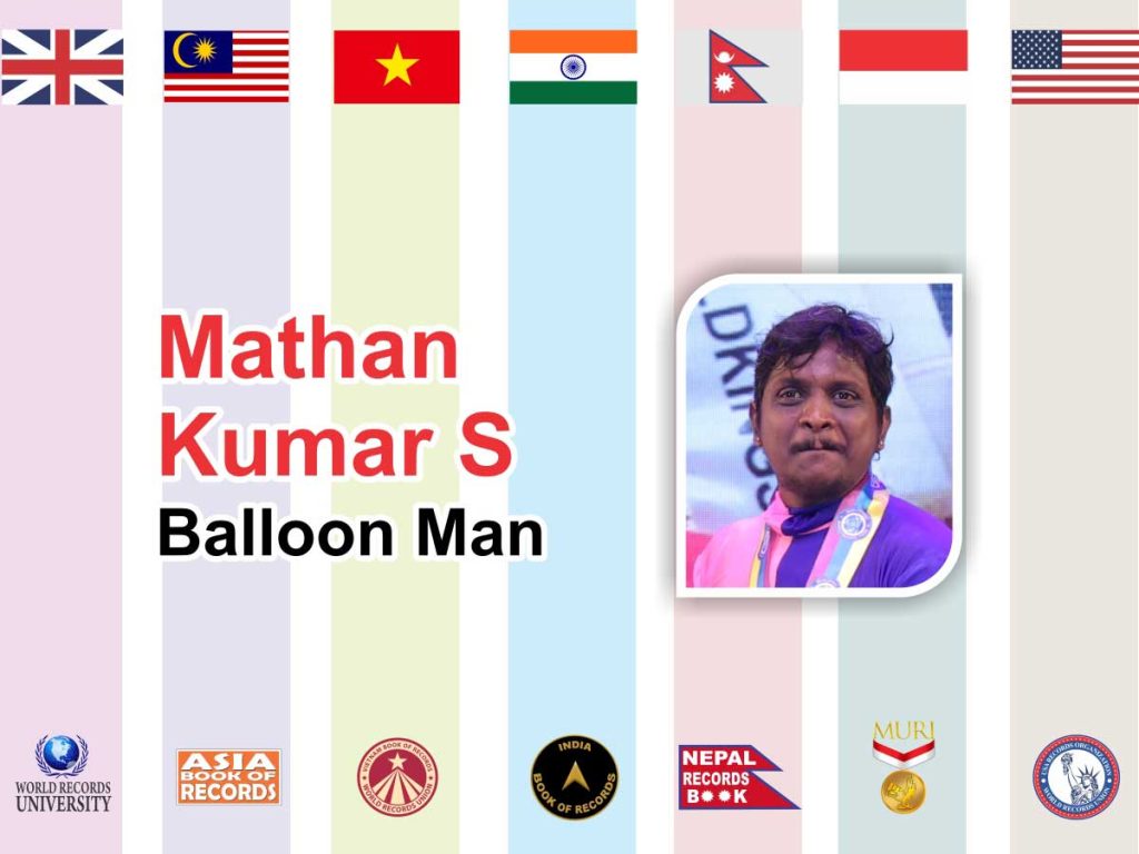 Balloon man Mathan Kumar S - India Book of Records