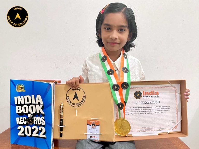 Mithusha Vimalkumar Kavya – Appreciation - India Book of Records