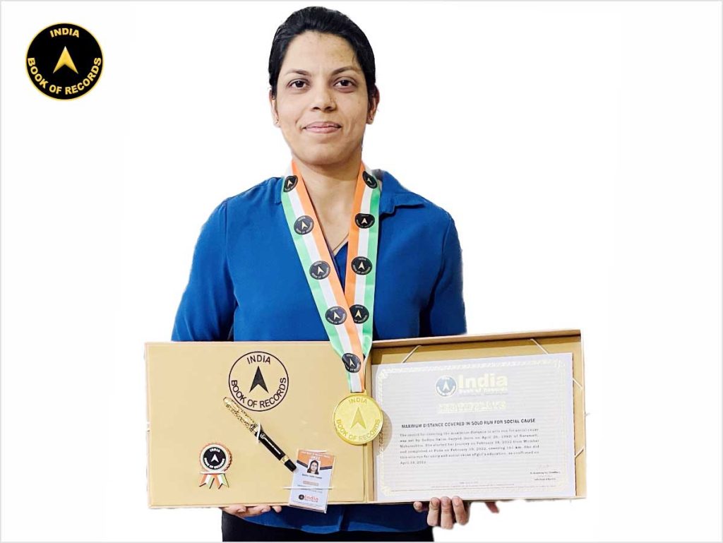 Maximum distance covered in solo run for social cause - India Book of ...