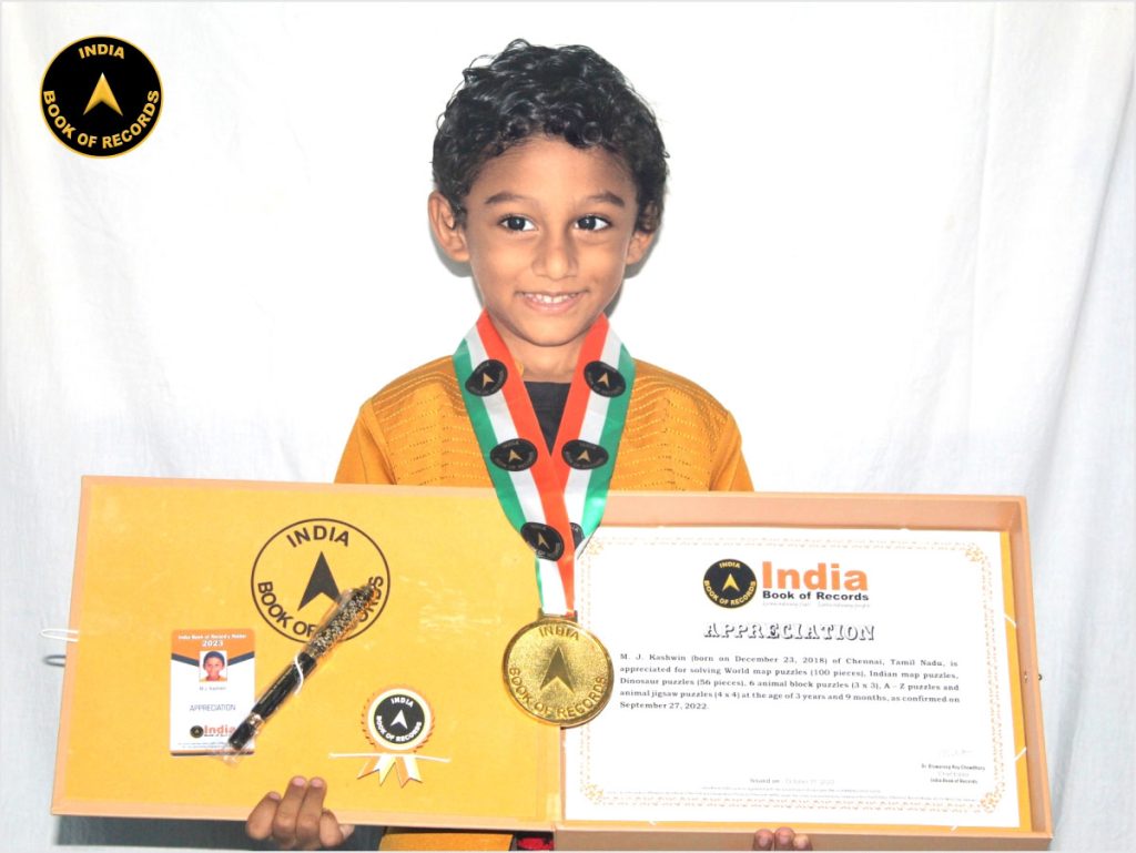 M. J. Kashwin - Appreciation - India Book of Records