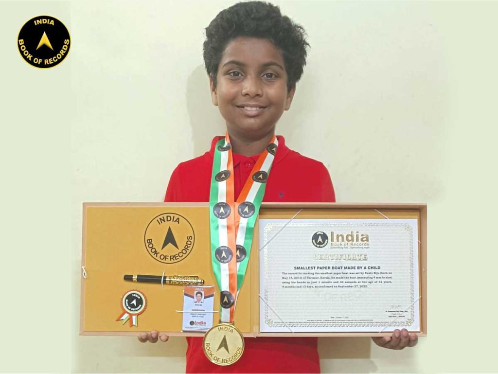 Smallest paper boat made by a child - India Book of Records