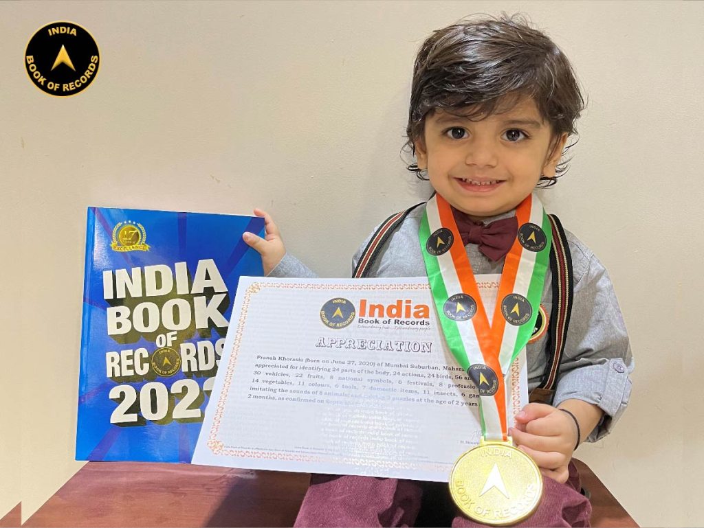 Pransh Khorasia - Appreciation - India Book of Records