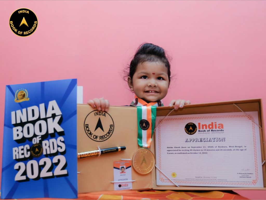 Adrika Ghosh - Appreciation - India Book of Records