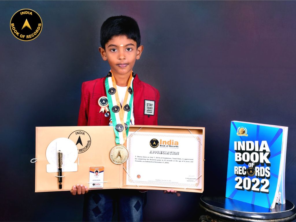 T. Dharun - Appreciation - India Book of Records