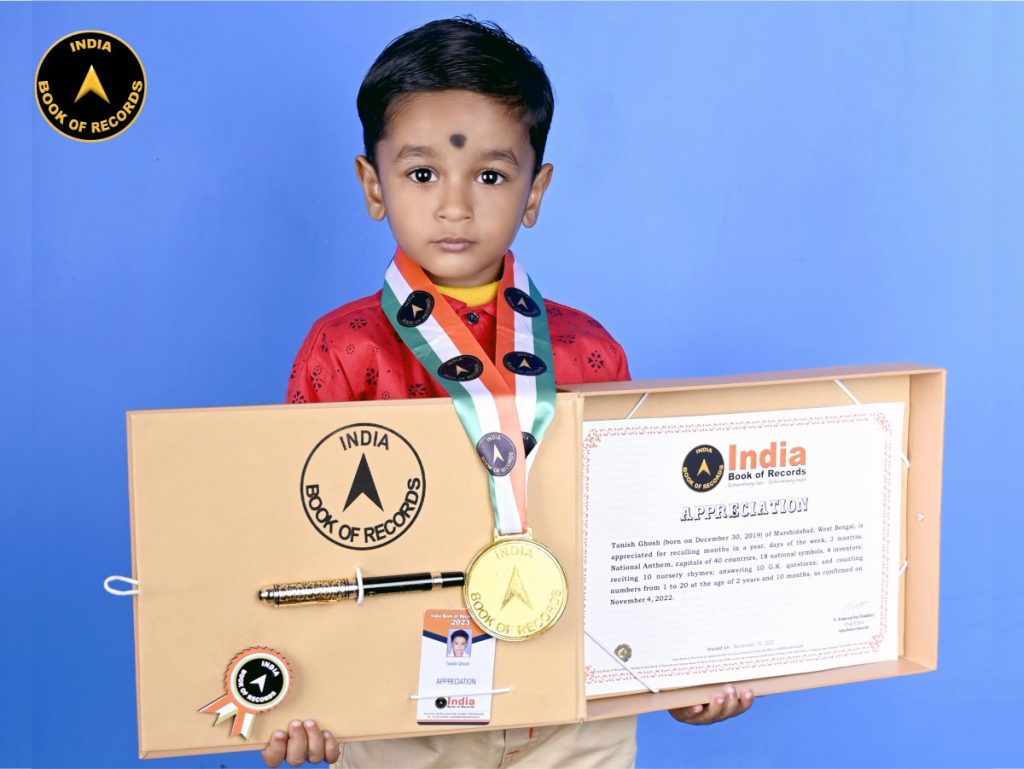 Tanish Ghosh - Appreciation - India Book of Records