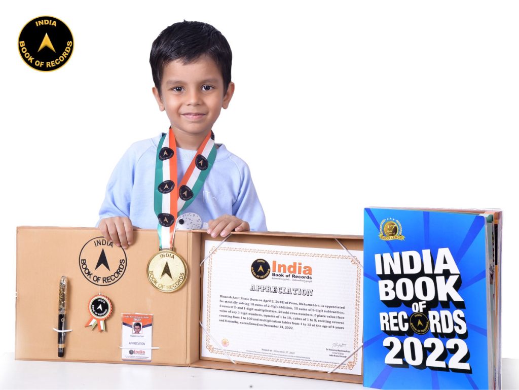 Riaansh Amit Pitale - Appreciation - India Book of Records