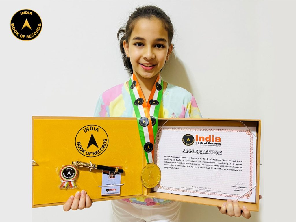 Saanvi Chouraria - Appreciation - India Book of Records