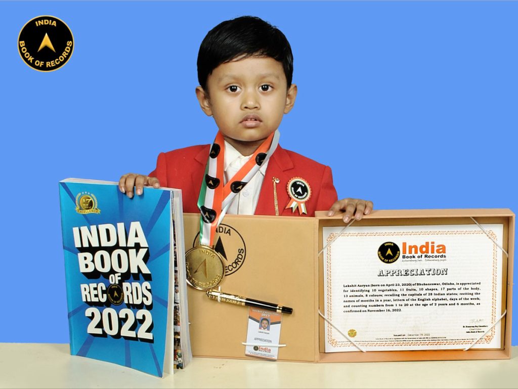 Lakshit Aaryan - Appreciation - India Book of Records